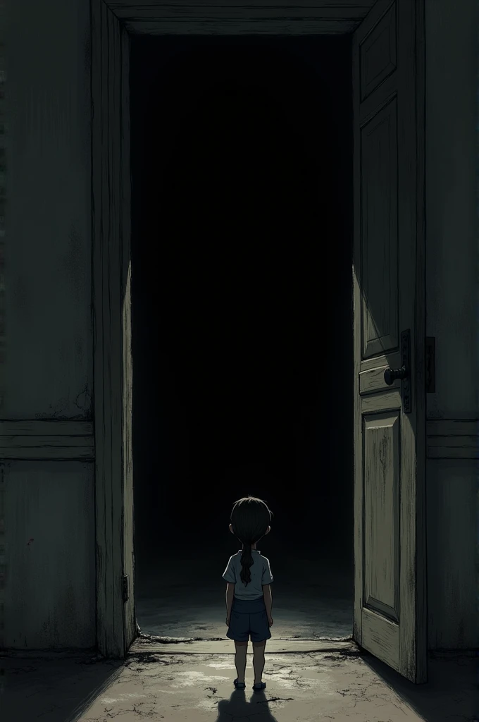 A door creaking open in front of Ruby, revealing an inky black darkness ...