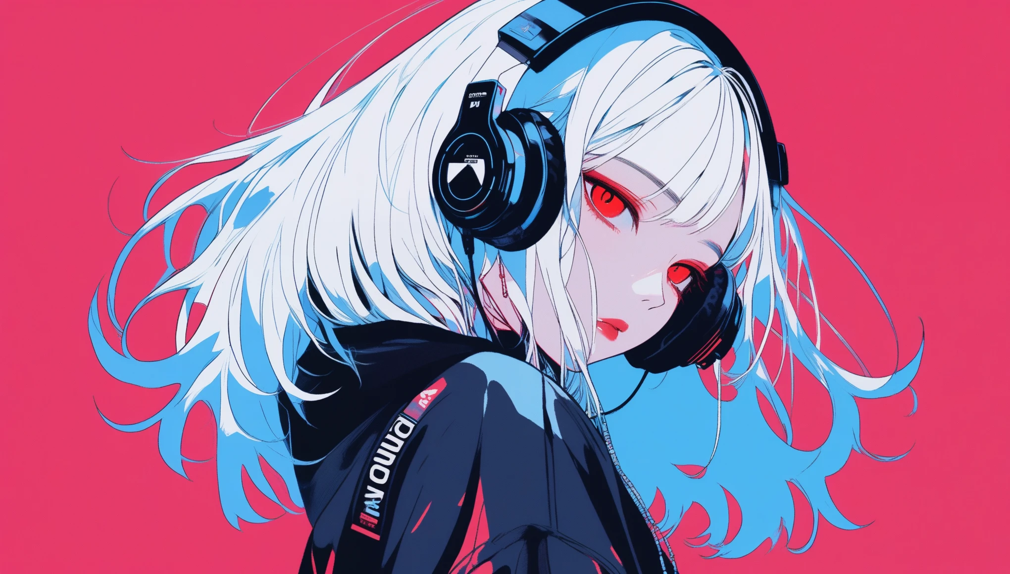 Anime girl with headphones on - SeaArt AI