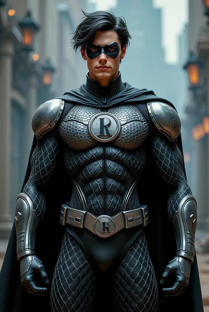 Full body photorealistic handsome hunky masculine teen titans Robin ...