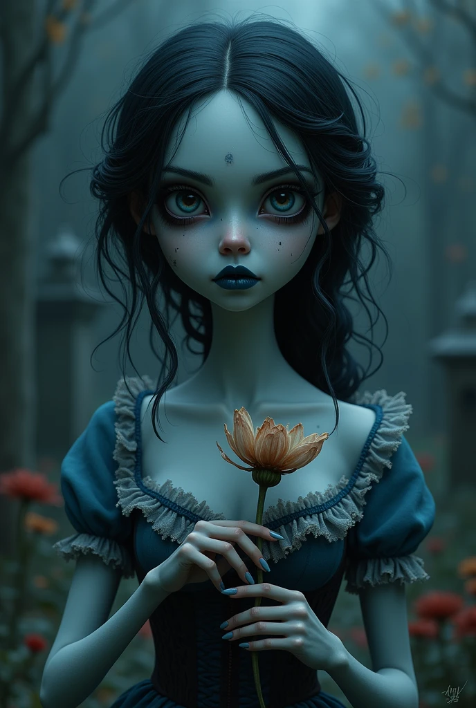Make the Corpse Bride from the movie Bride the human version but ...