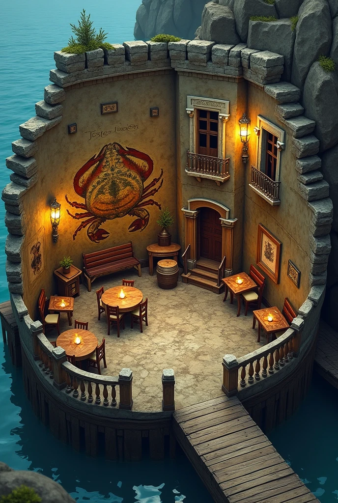Dungeons and Dragons Dockside Tavern Interior: The Brass Crab - SeaArt AI