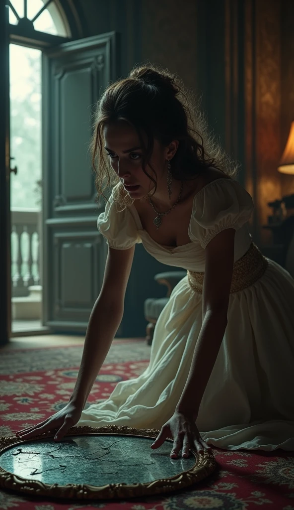 Clara is in her royal room, visibly scared. She looks at a mirror that ...
