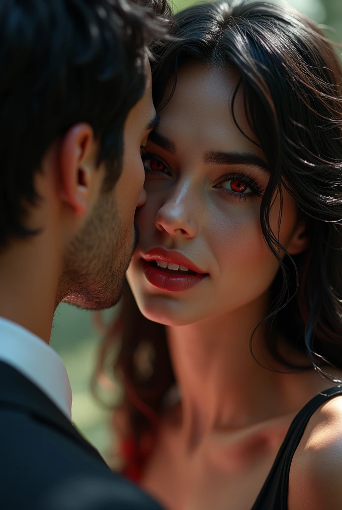(photorealism:1.2),lora beautiful woman 3, sharp fangs, red eyes ...