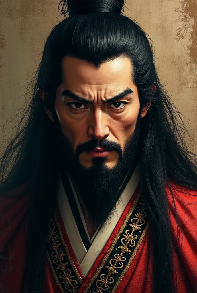 A 2 man with black eyes and long, thick hair. Emperor, beautiful ...