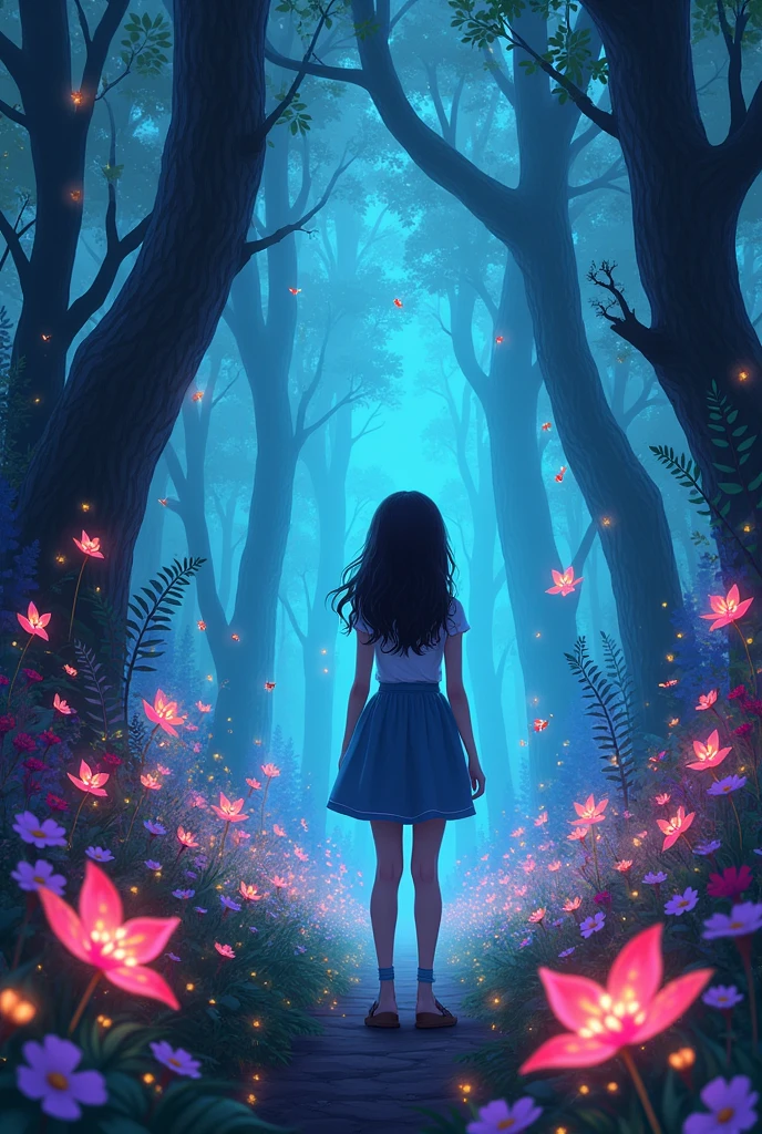 Lina a curious and brave, decided to explore a forest with glowing ...