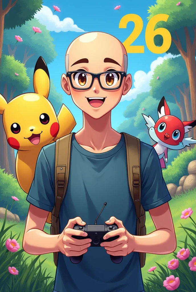 Create a full body avatar of a young brown bald man with no beard and ...