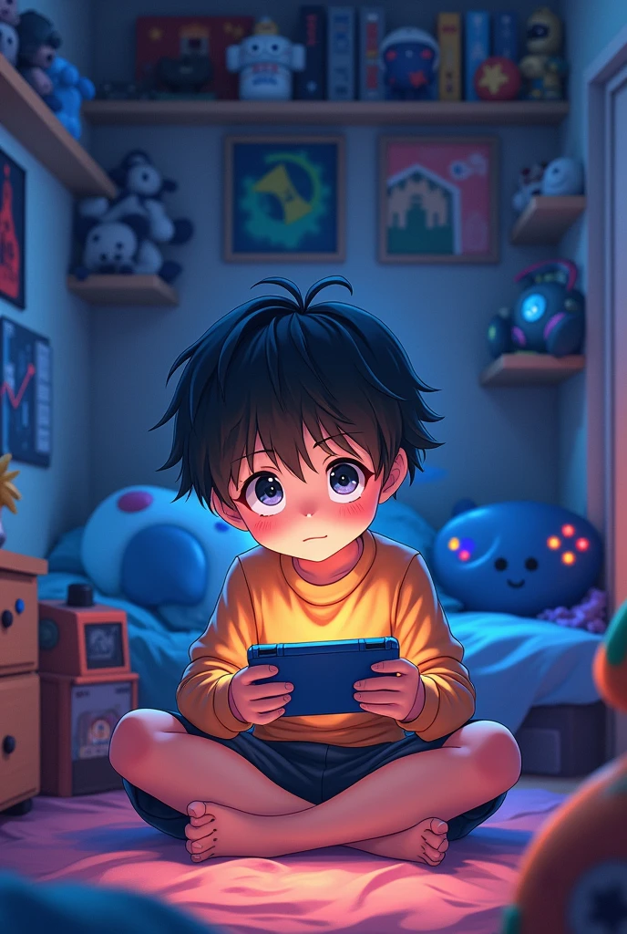 An anime of a kid playing video games - SeaArt AI