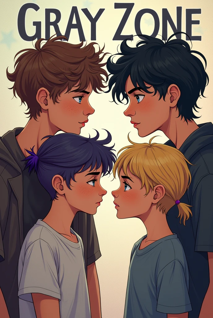 The cover shows four teenagers in a close and emotional composition ...
