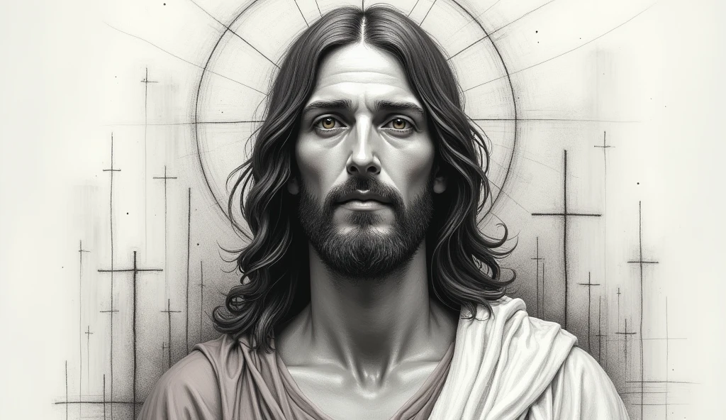 Create an image of Jesus, as if it were a drawing where you can still ...