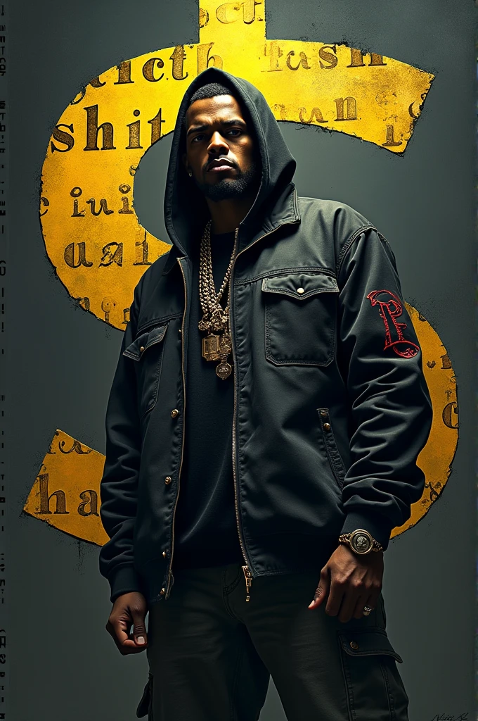 A gangster rapper around dollar as a music cover pic cash shit written ...