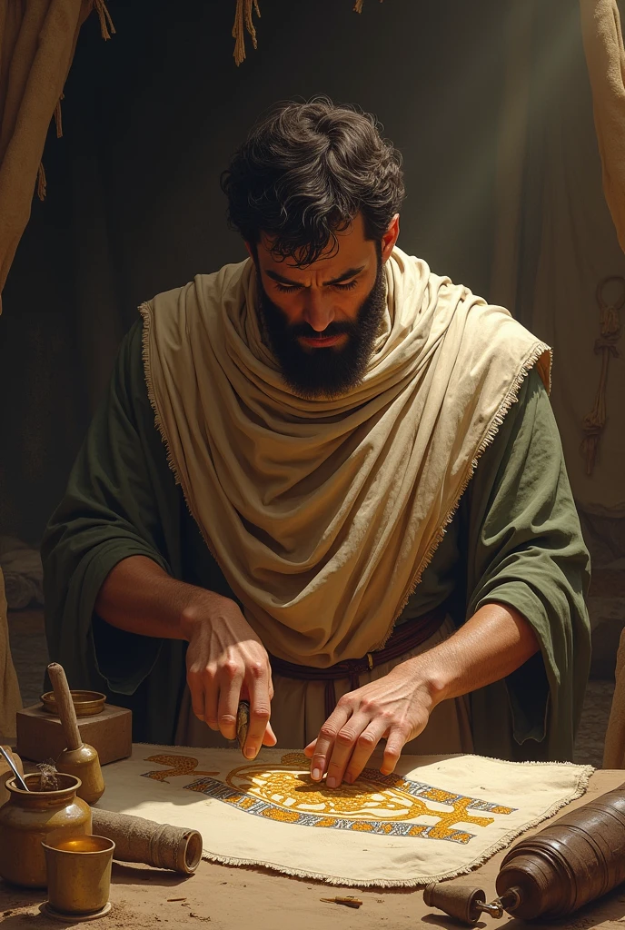 Biblical character Gideon making an Ephod - SeaArt AI