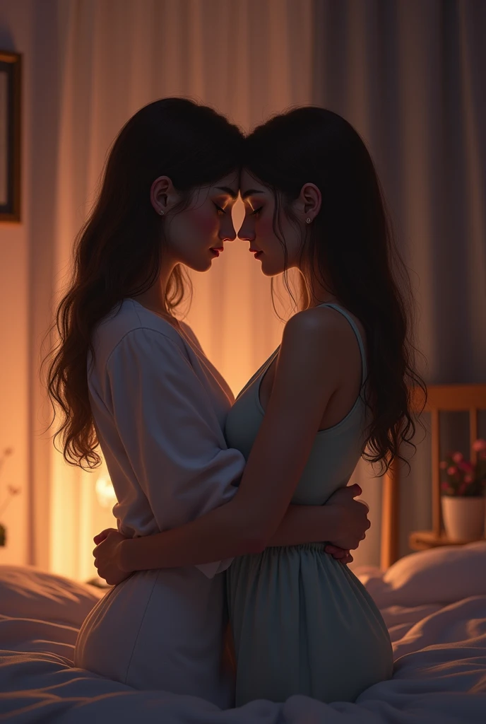 Imagine two lesbians cuddling each other - SeaArt AI