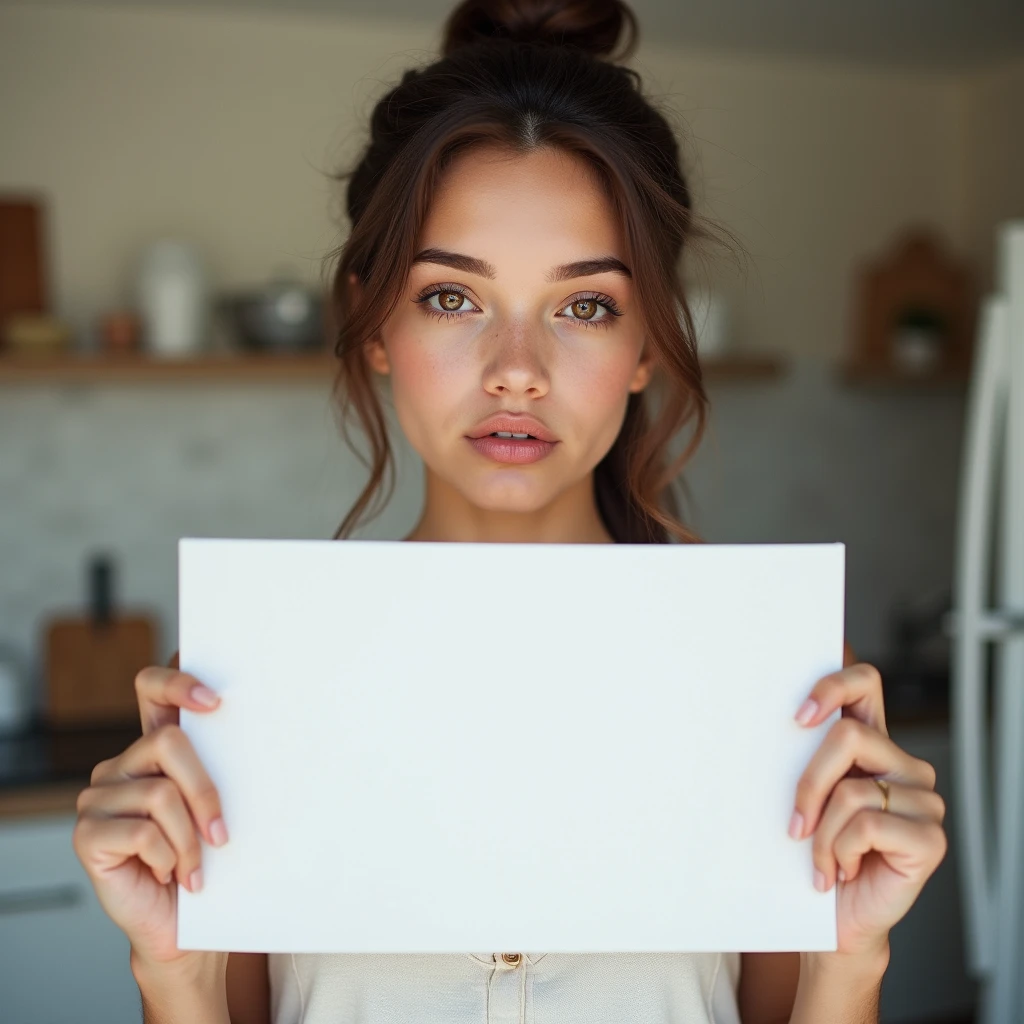 A young woman with a random hairstyle, a random facial expression ...