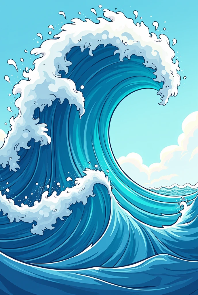 Sea big wave cartoon picture - SeaArt AI