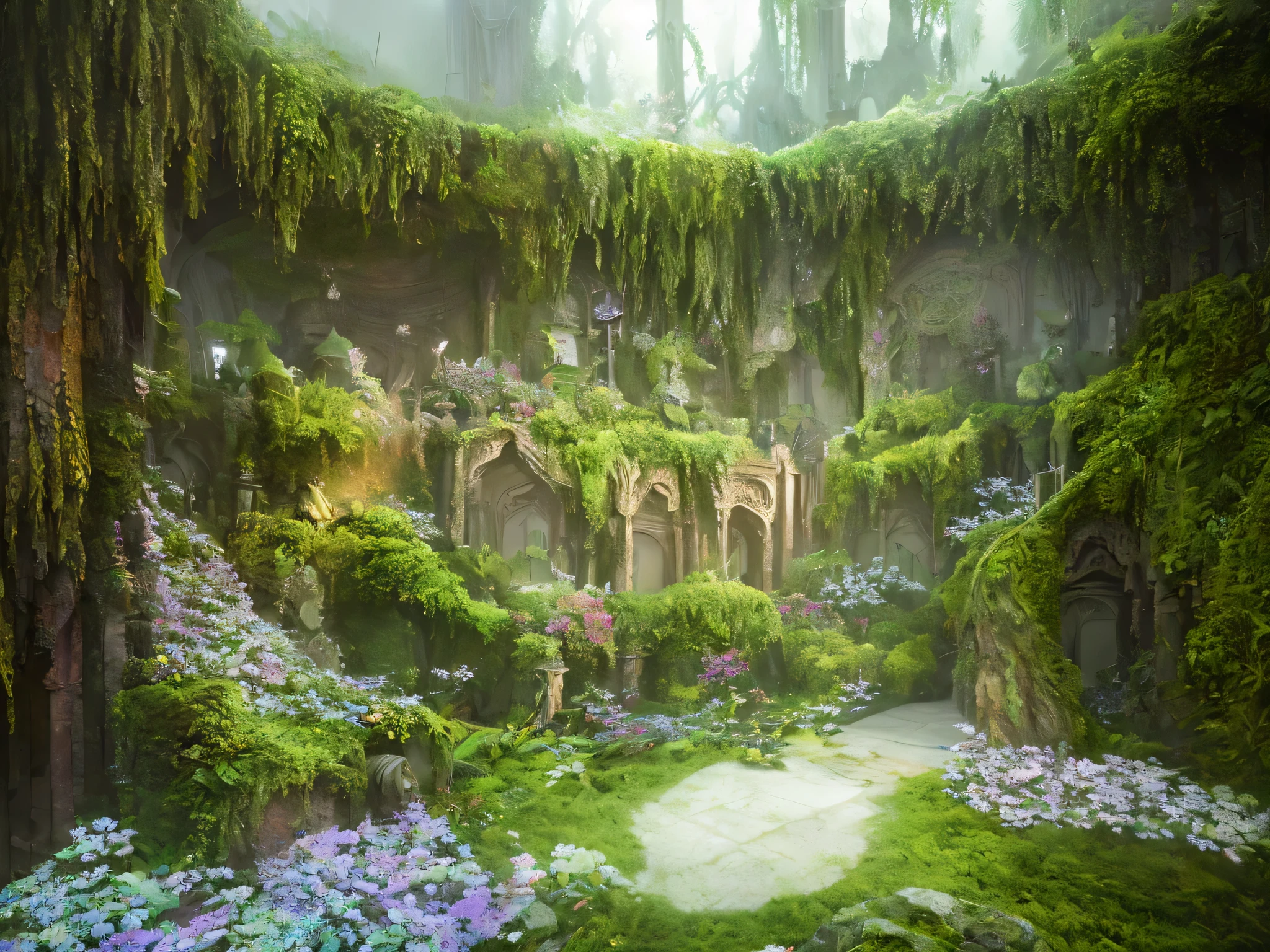 There is a very large area with a lot of plants and flowers - SeaArt AI