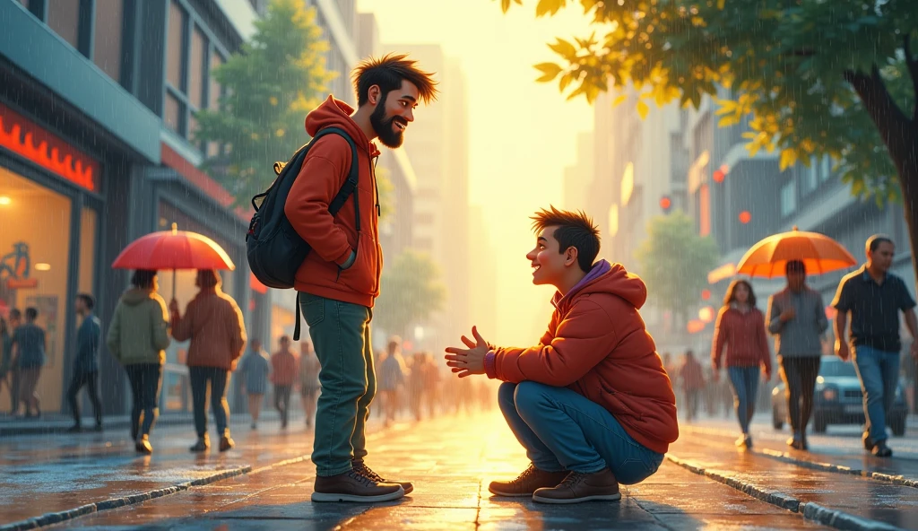 A happiness starting from one man and beggar chatting spread to the ...