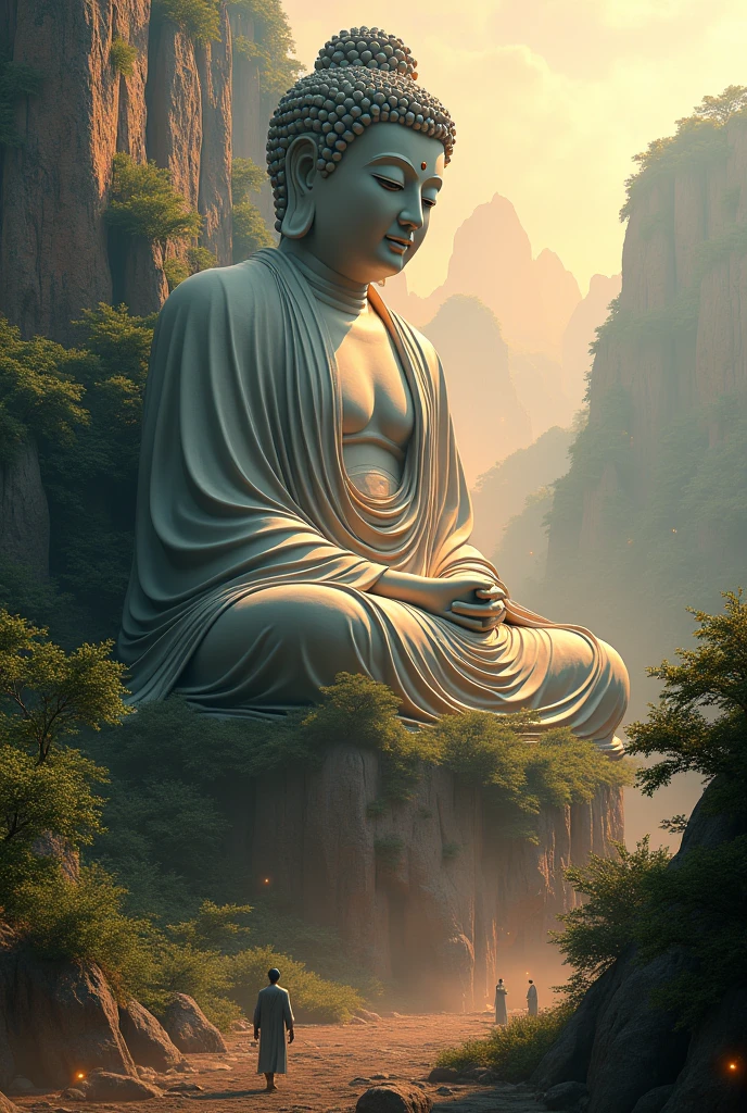 A giant, Realistic depiction of Leshan Buddha, Blend seamlessly with ...