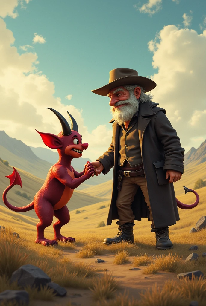 An image in which a friendly devil and a plainsman are seen - SeaArt AI