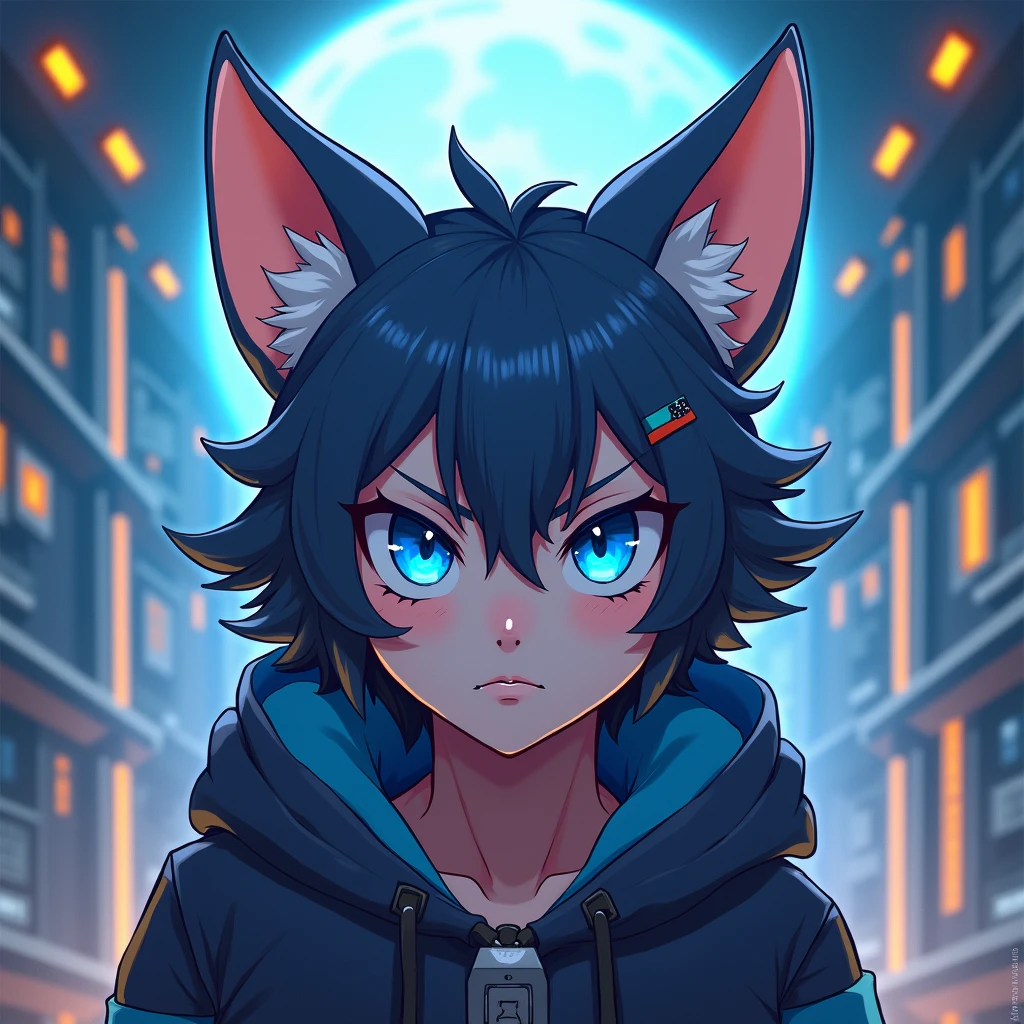 Blue eyes, Wolf Ears,Stylized anime artwork, Wolf, Digital Painting ...