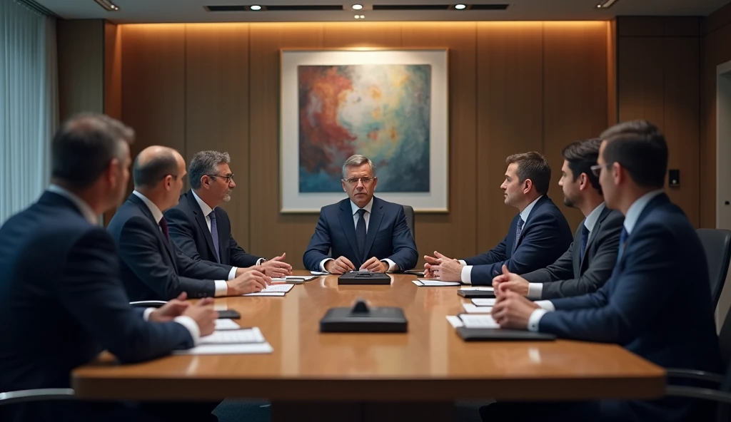 The commander, In a sleek, modern conference room, an ENTJ is at the ...