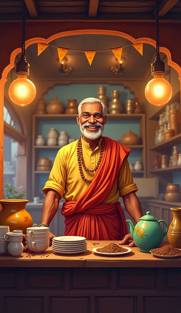 Laughing Tea Vendor (Bhoolu): "A jovial, middle-aged Indian tea vendor ...