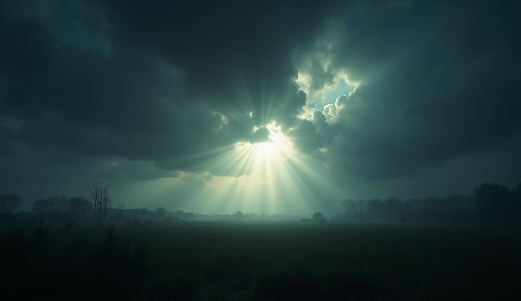 Light of hope through dark clouds – Dark, heavy clouds with intense ...