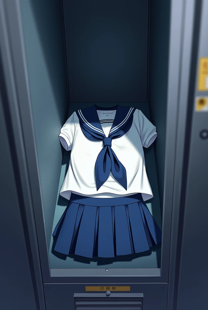 Anime female uniform school inside a locker no human with shoes - SeaArt AI