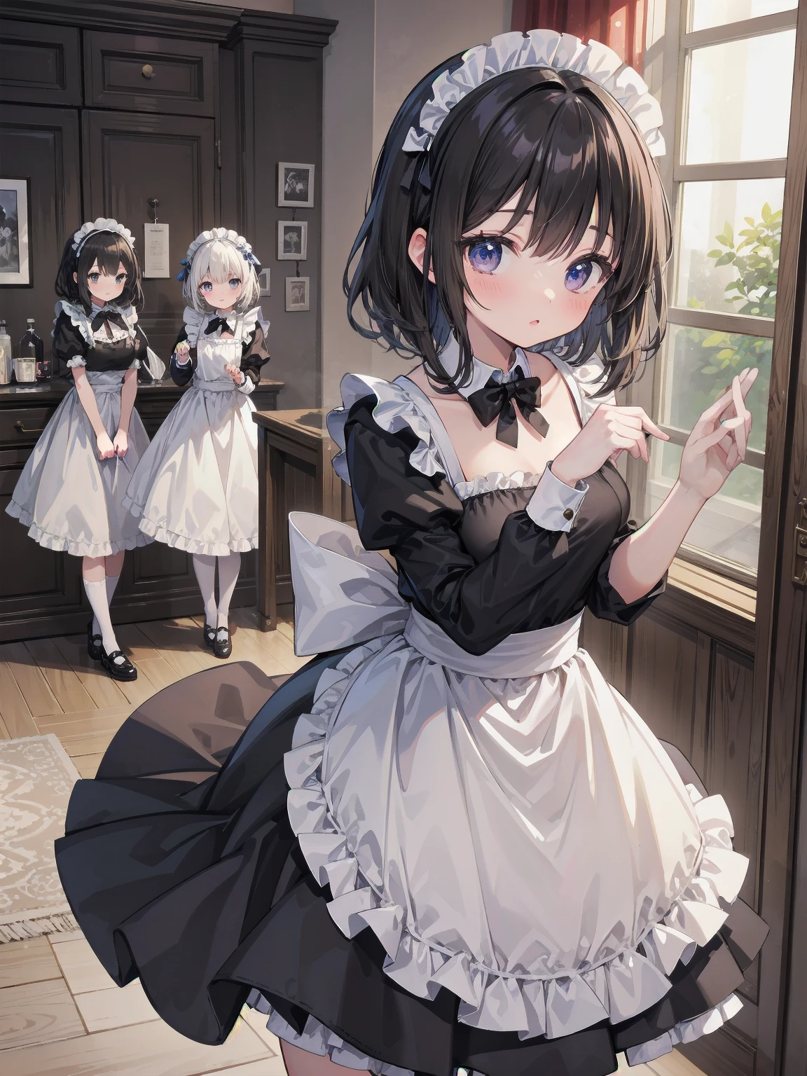 Masterpieces, cute illustration masterpieces, maids in cute poses - SeaArt AI