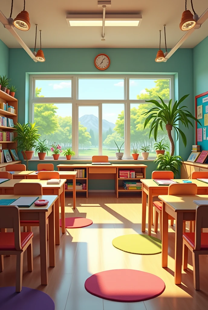 Make the background of an elementary school classroom - SeaArt AI
