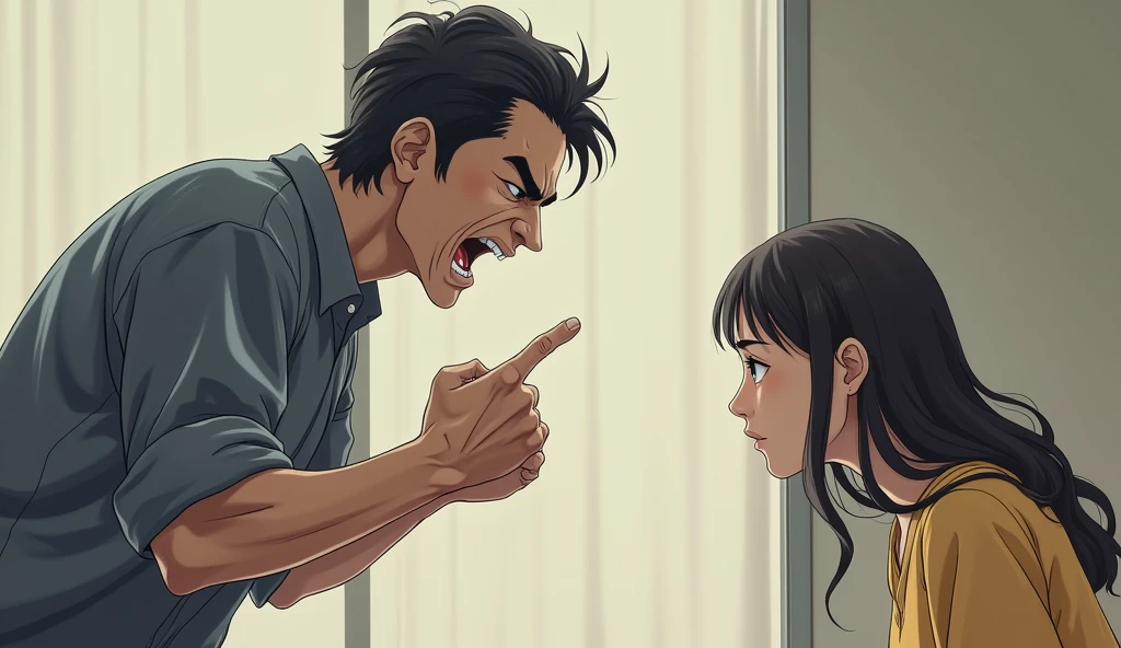 Japanese man criticizing his partner for his clothing style, A man ...