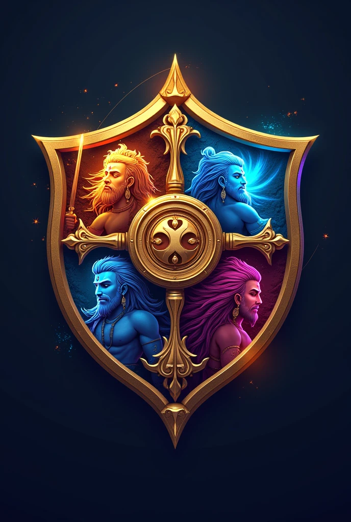 Create a logo featuring Yug Yodhas, inside a shield. Incorporate ...