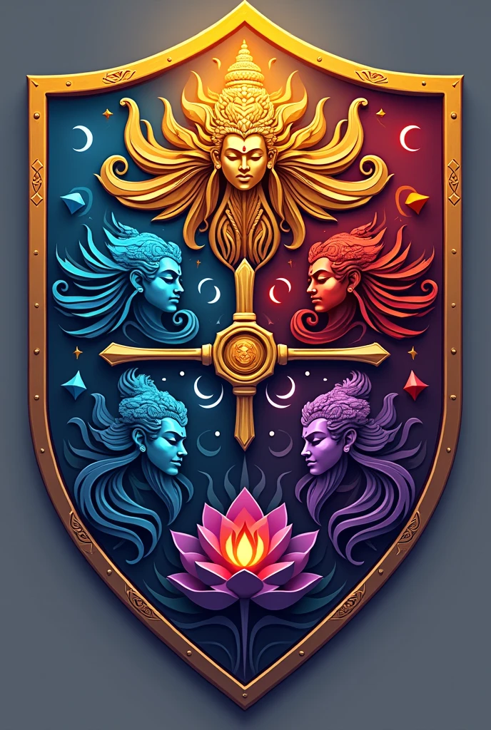 Create a logo featuring Yug Yodhas, inside a shield. Incorporate ...