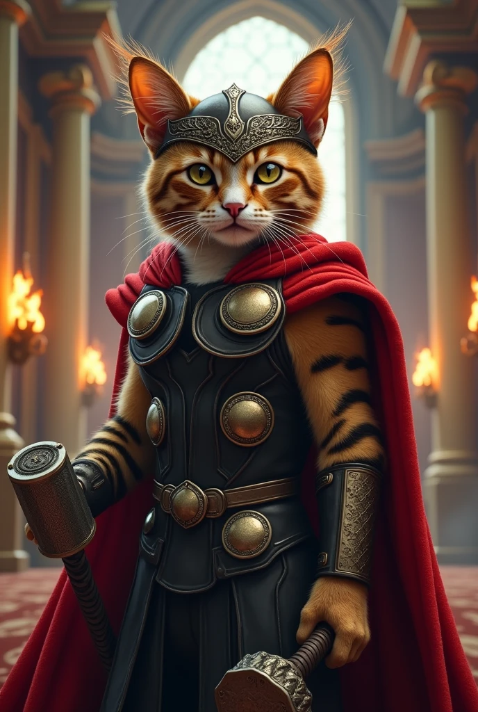 Realistic cat with thor dress up - SeaArt AI