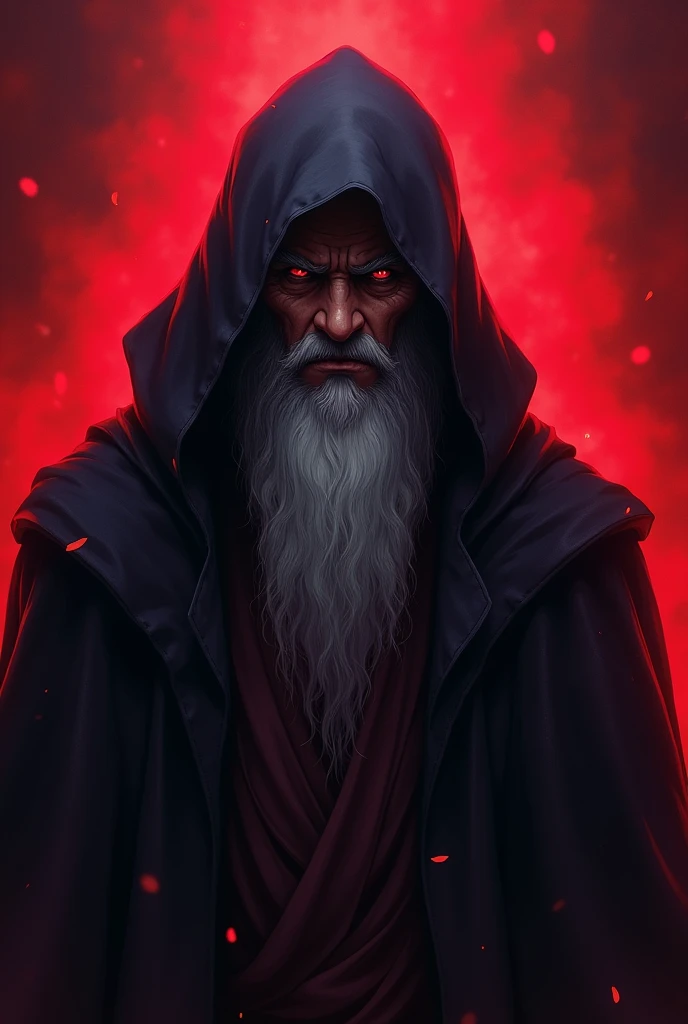 Evil wizard headshot anime style with blood red glow background - SeaArt AI