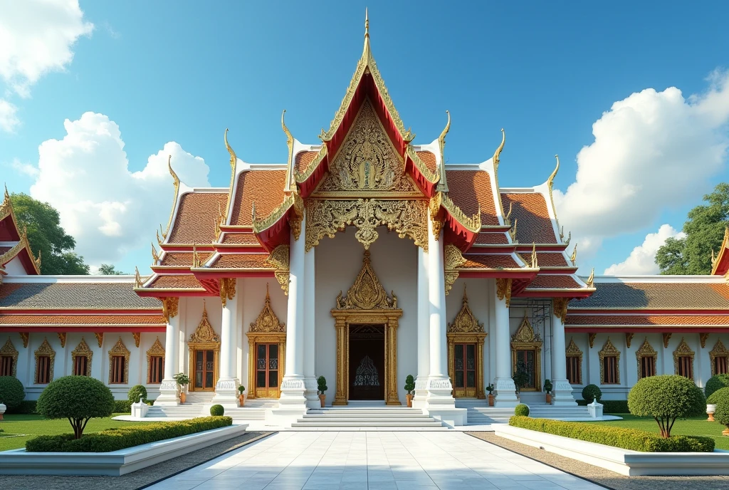 A traditional Thai architectural structure with intricate designs and a ...