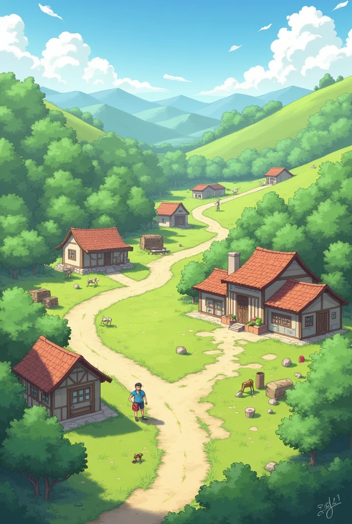 Subha ka manzar ta aur aik choty sy basty dekai dety hai jaha pr sub kuch shanty - SeaArt AI