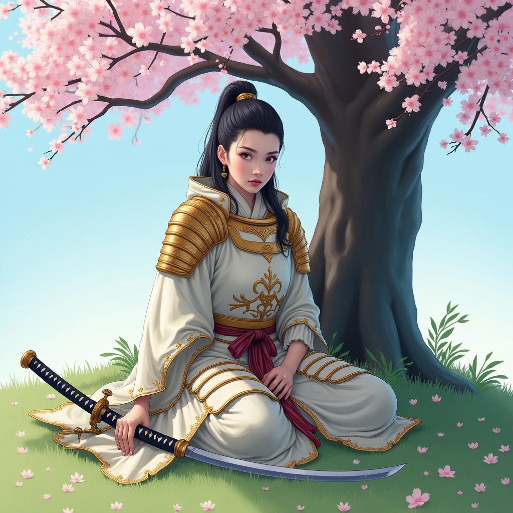 Realism Samurai in Light Armor Very Beautiful with Golden Patterns ...