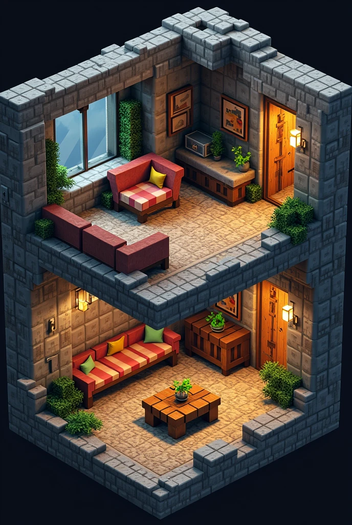 Minecraft, underground room, with an additional floor, beautiful design ...