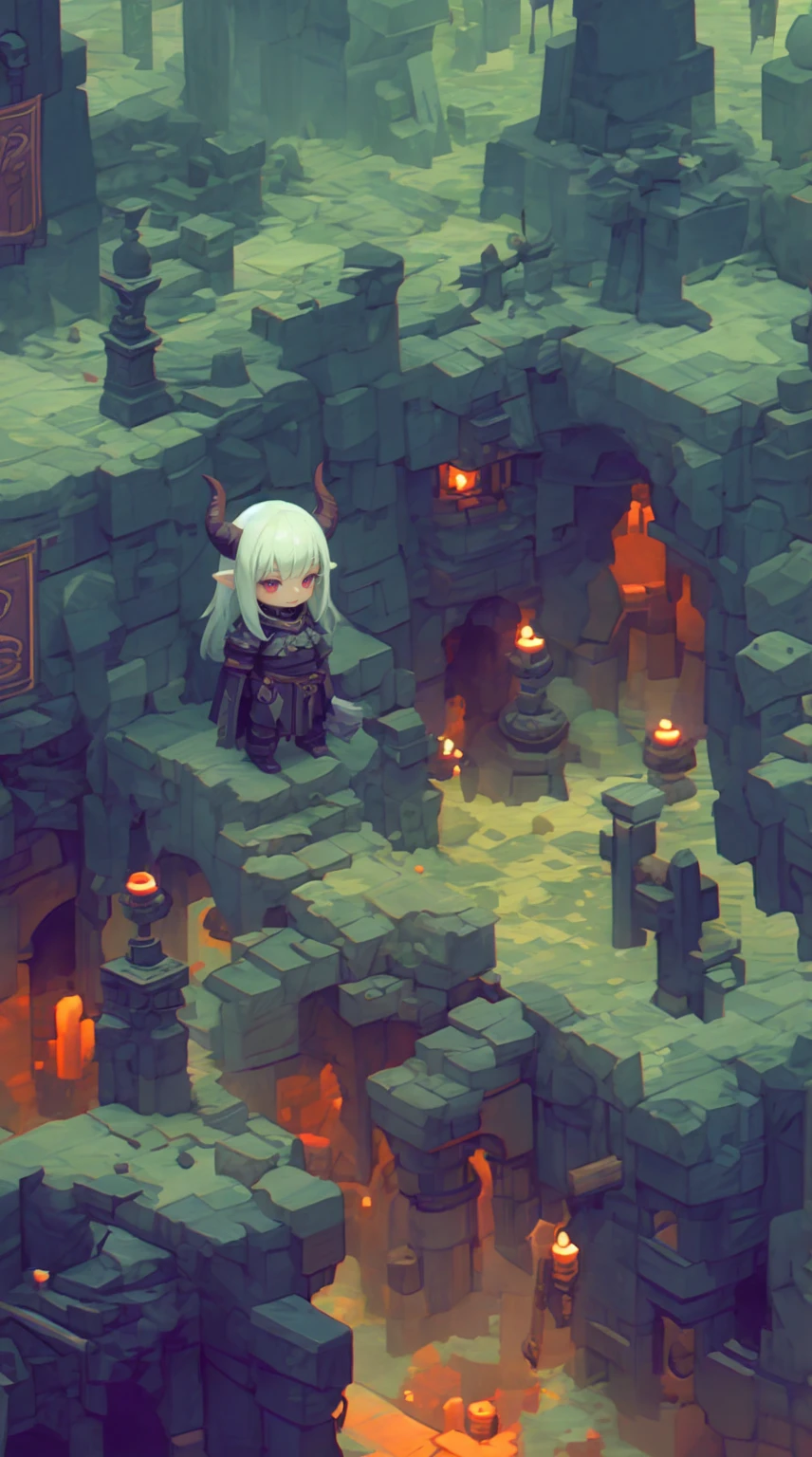 A beautifully detailed female tiefling rogue character, chibi style ...