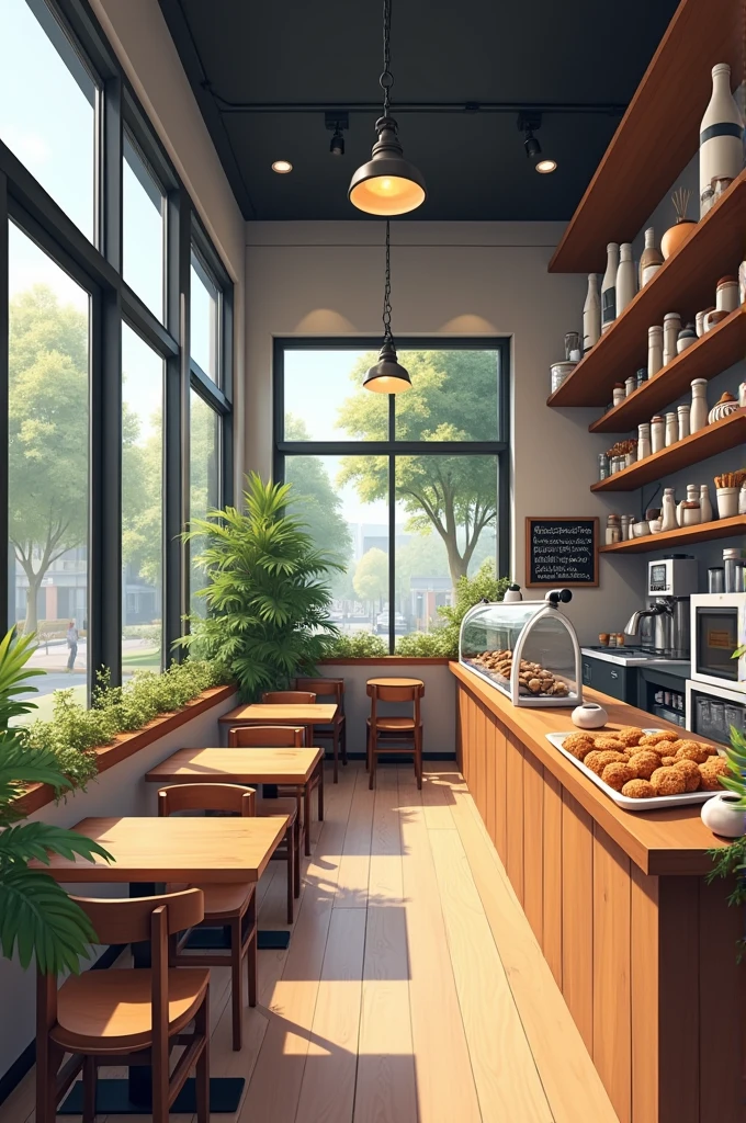 A college cafe for students to buy square shaped coffee and also sell ...