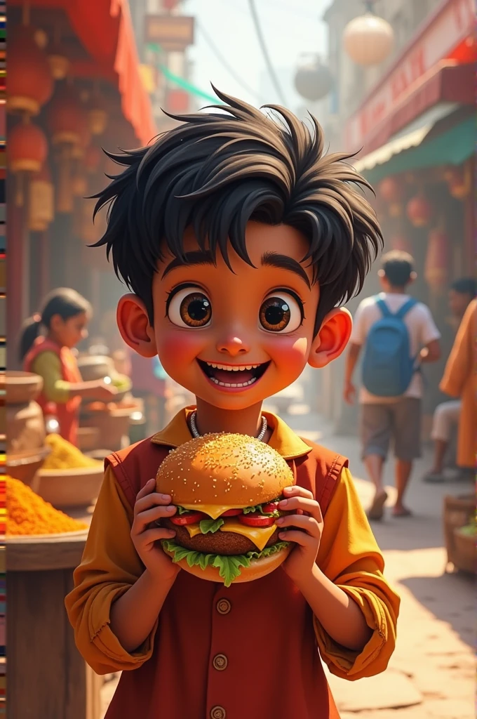 Indian boy eating vada pav - SeaArt AI
