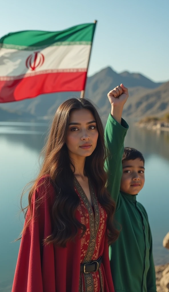 The photo of an Iranian woman, the woman's hair is long and brown in ...