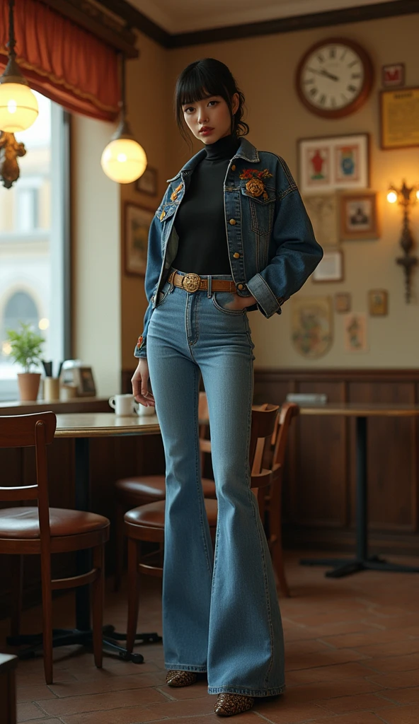 plain vintage aesthetics, plain vintage, diva, flared jeans - SeaArt AI