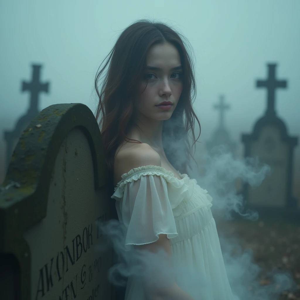 (Female ghost:1.7)、(((In the fog)))、((The body is blurred))、young hot ...