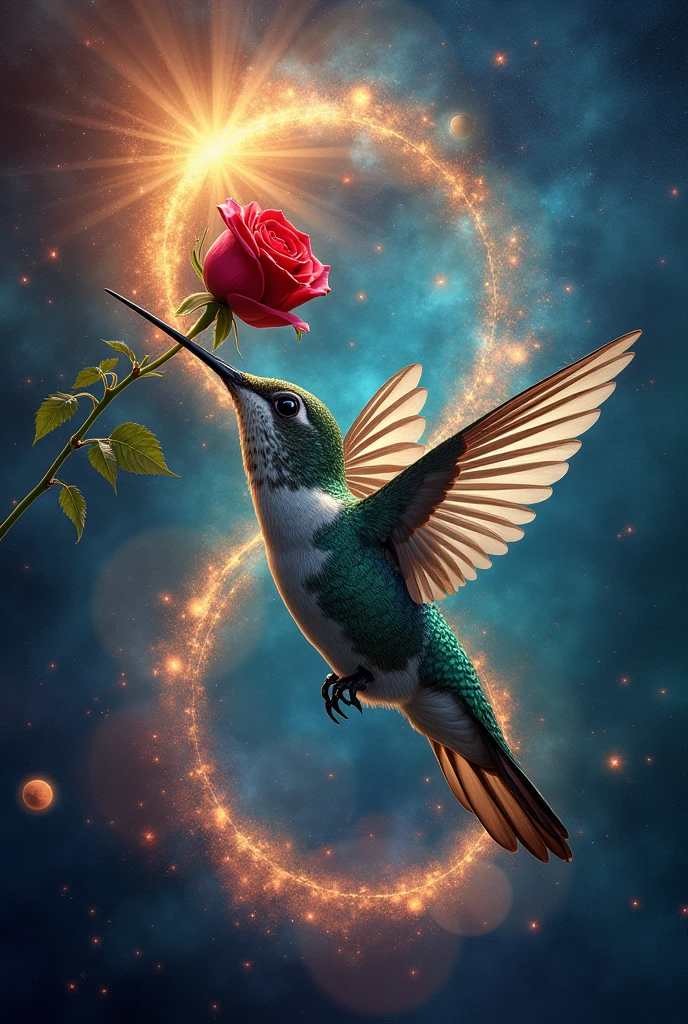 A symbol of infinity in the middle of planets and the universe with a ...