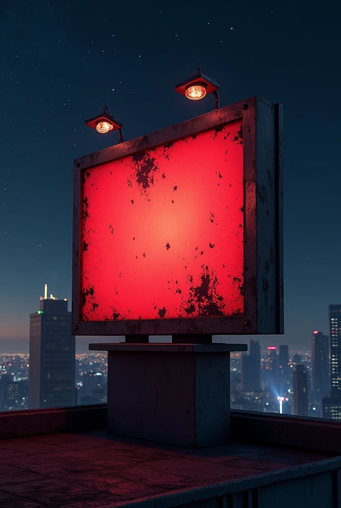 Advertising panel made of damaged LED on top of a building at night ...