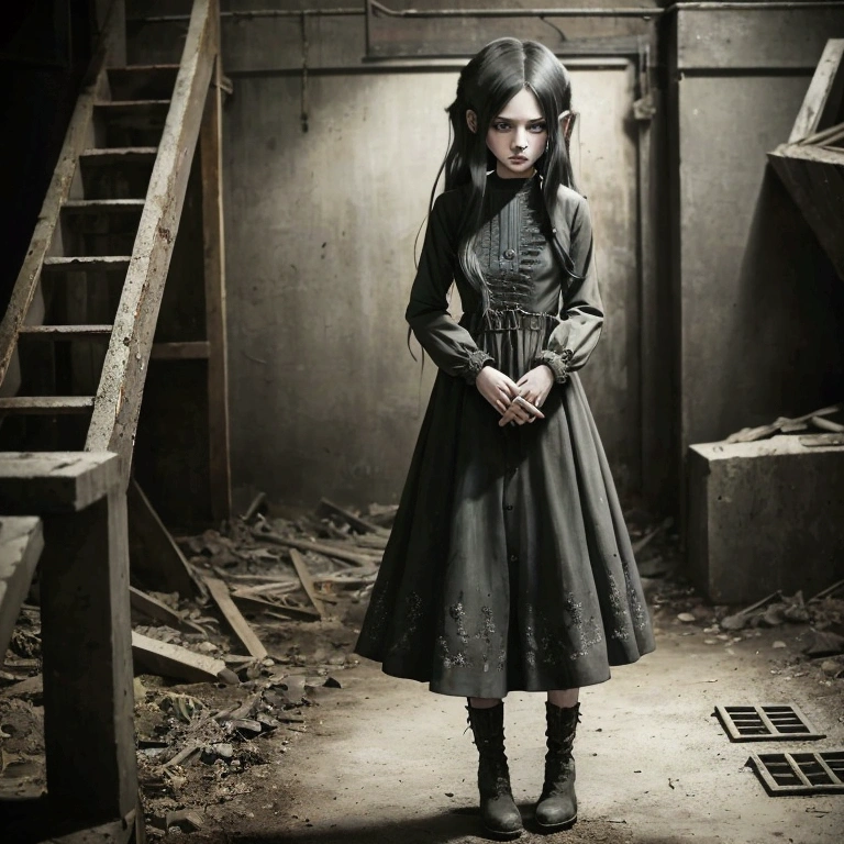 A young girl of about 15 to 1 with a scary, sinister and crazy ...