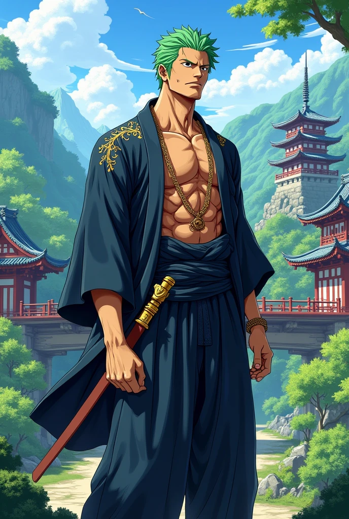 Zoro roronoa dressed as in the animated wano arc - SeaArt AI