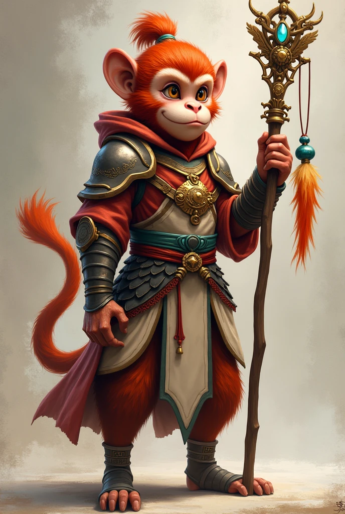 A red-haired monkey with a humanoid appearance, adult and dressed in ...