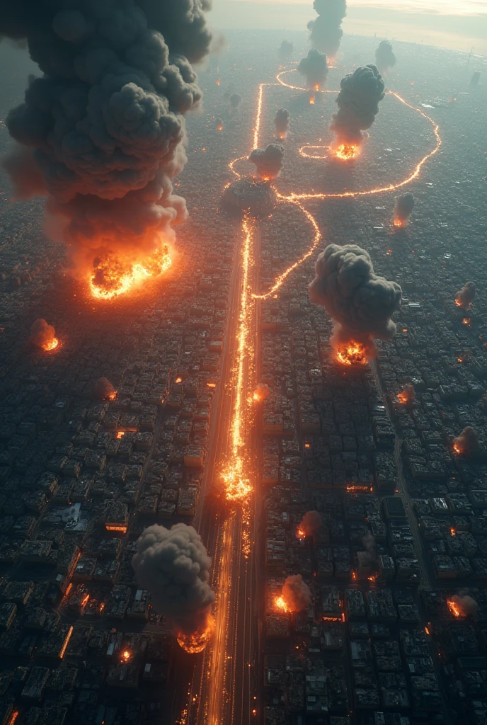 Real、live-action、Satellite imagery、Explosions are happening all over ...